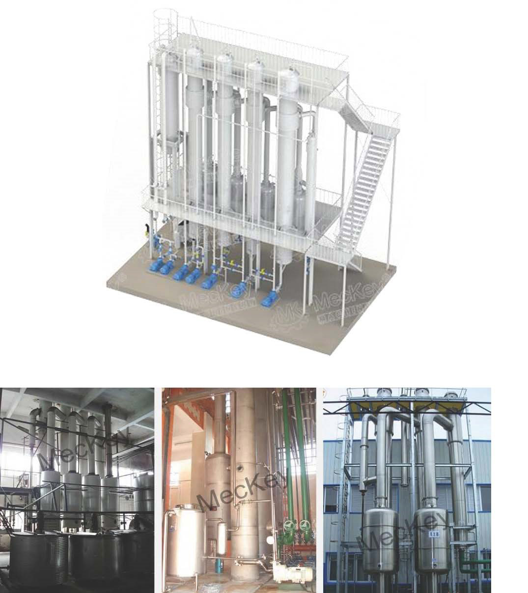 The double effect evaporation system of evaporation and crystallization ...